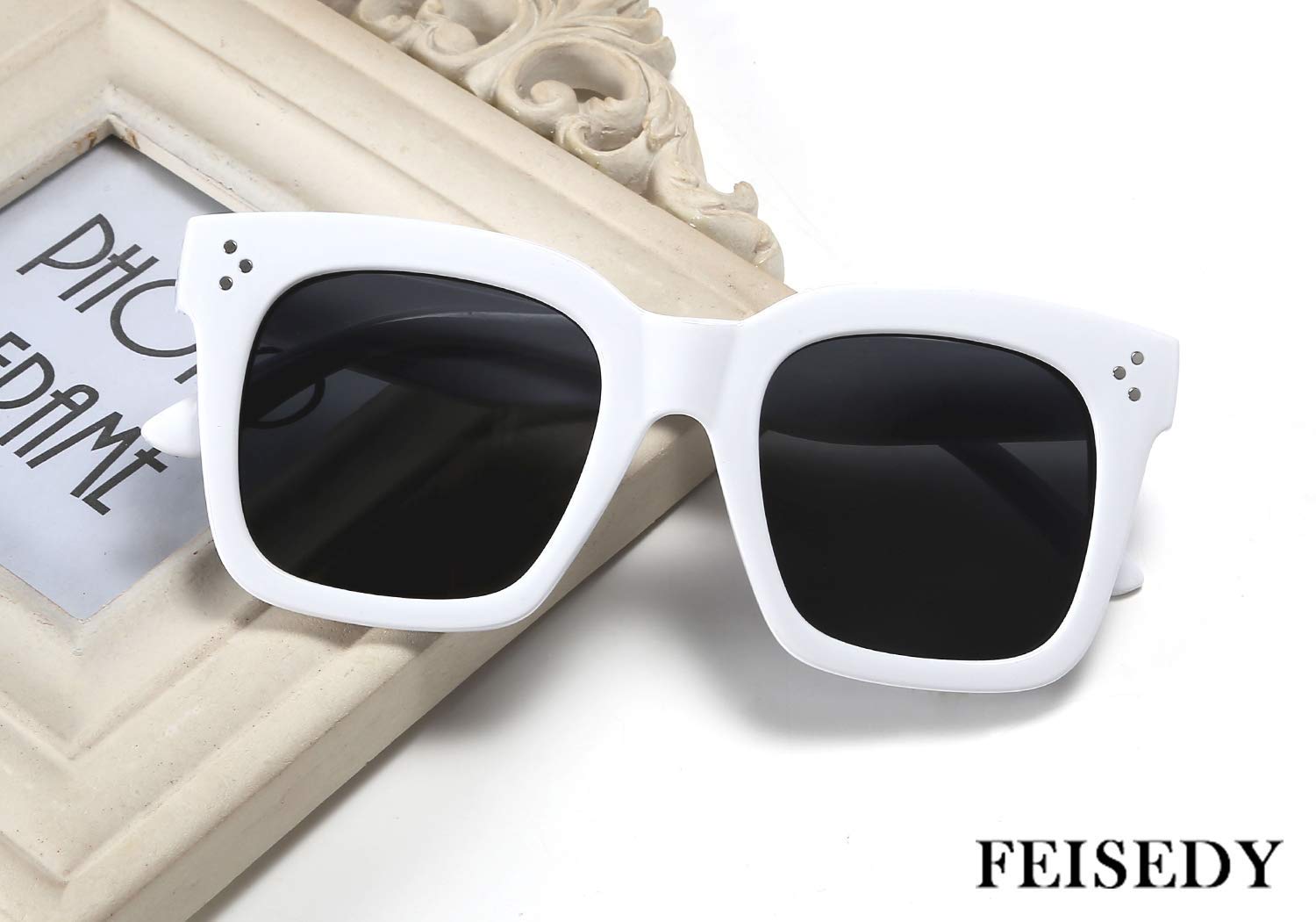 FEISEDY Vintage Oversized Square Sunglasses Womens Trendy Luxury Big Sun Glasses UV400 Protection Gradient Shades B2486