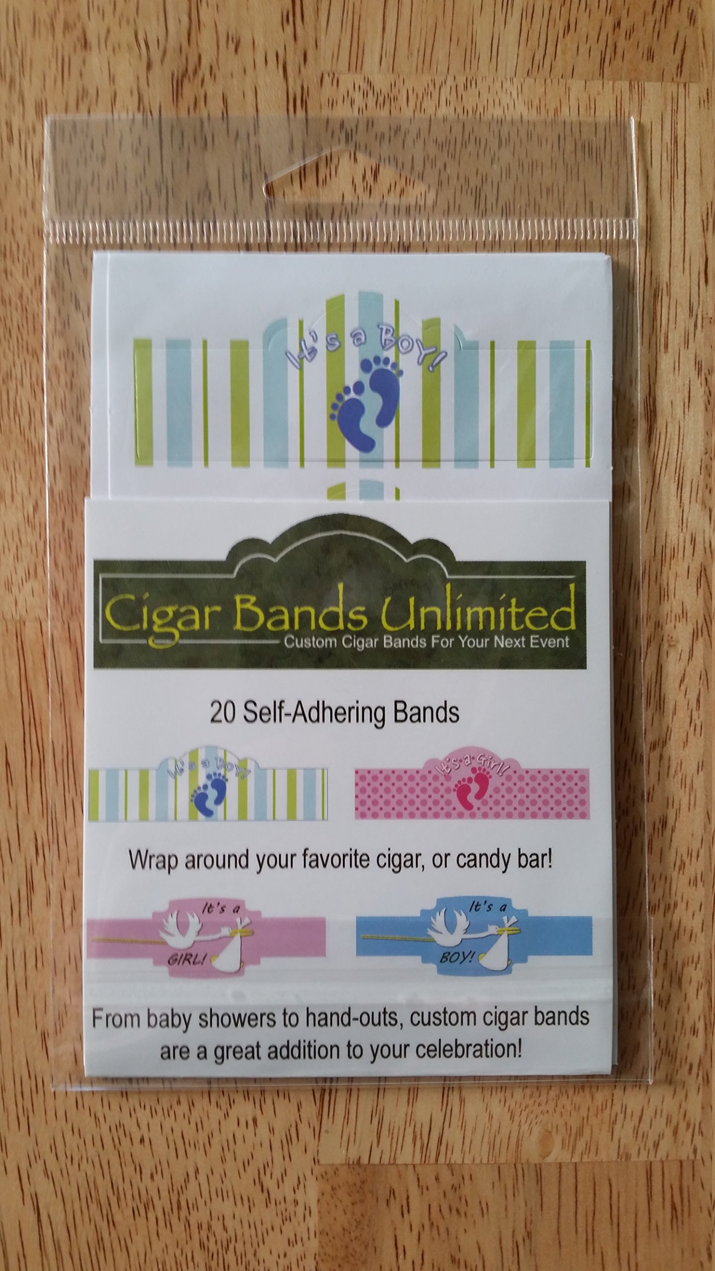 It's a BOY! (Baby Feet) 20 Pack of Self-Adhering Cigar Bands / Labels