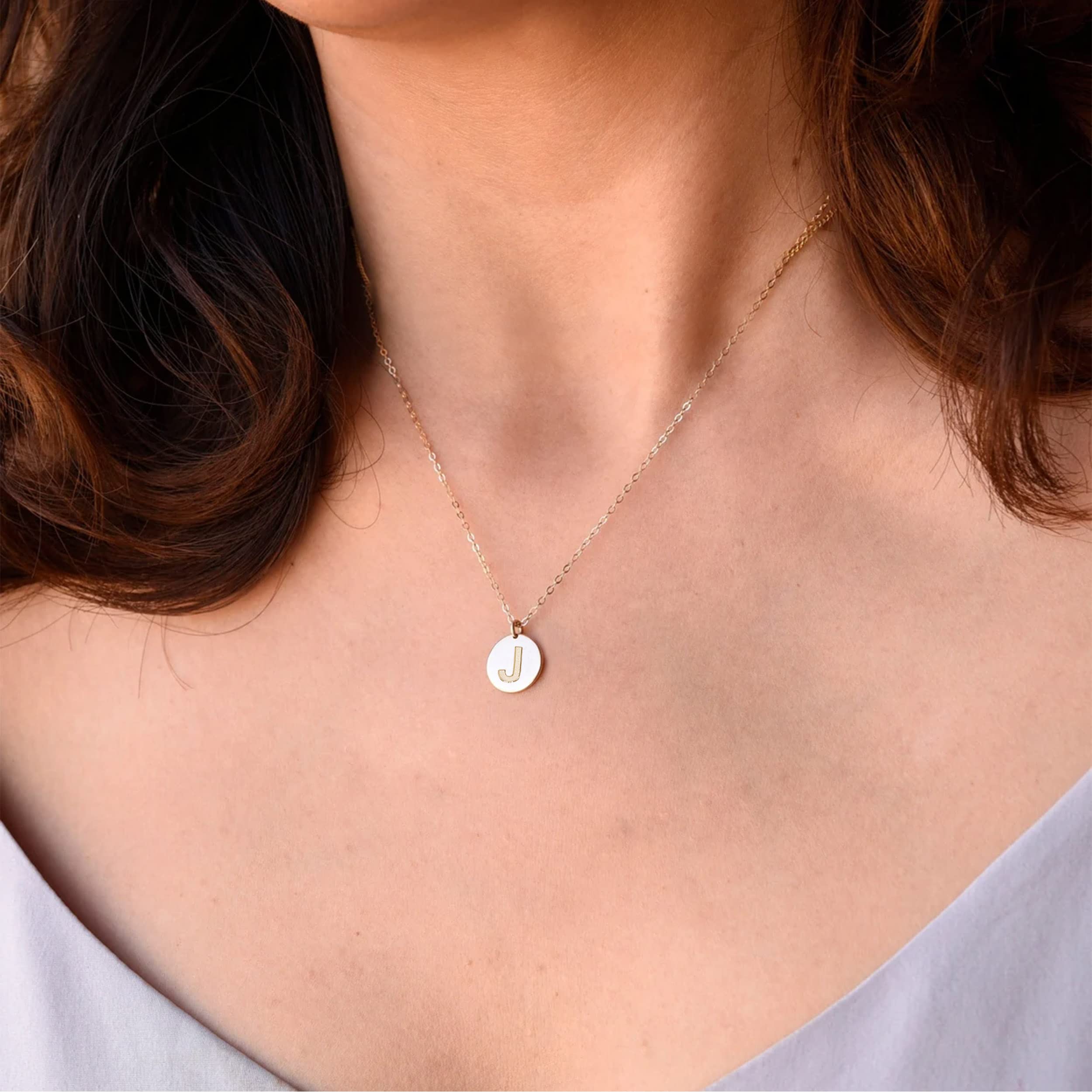 Aisansty Layered Initial Choker Necklace 14K Gold Plated Dainty Lace Chain Disc Pendant Gold Necklaces for Women(A)