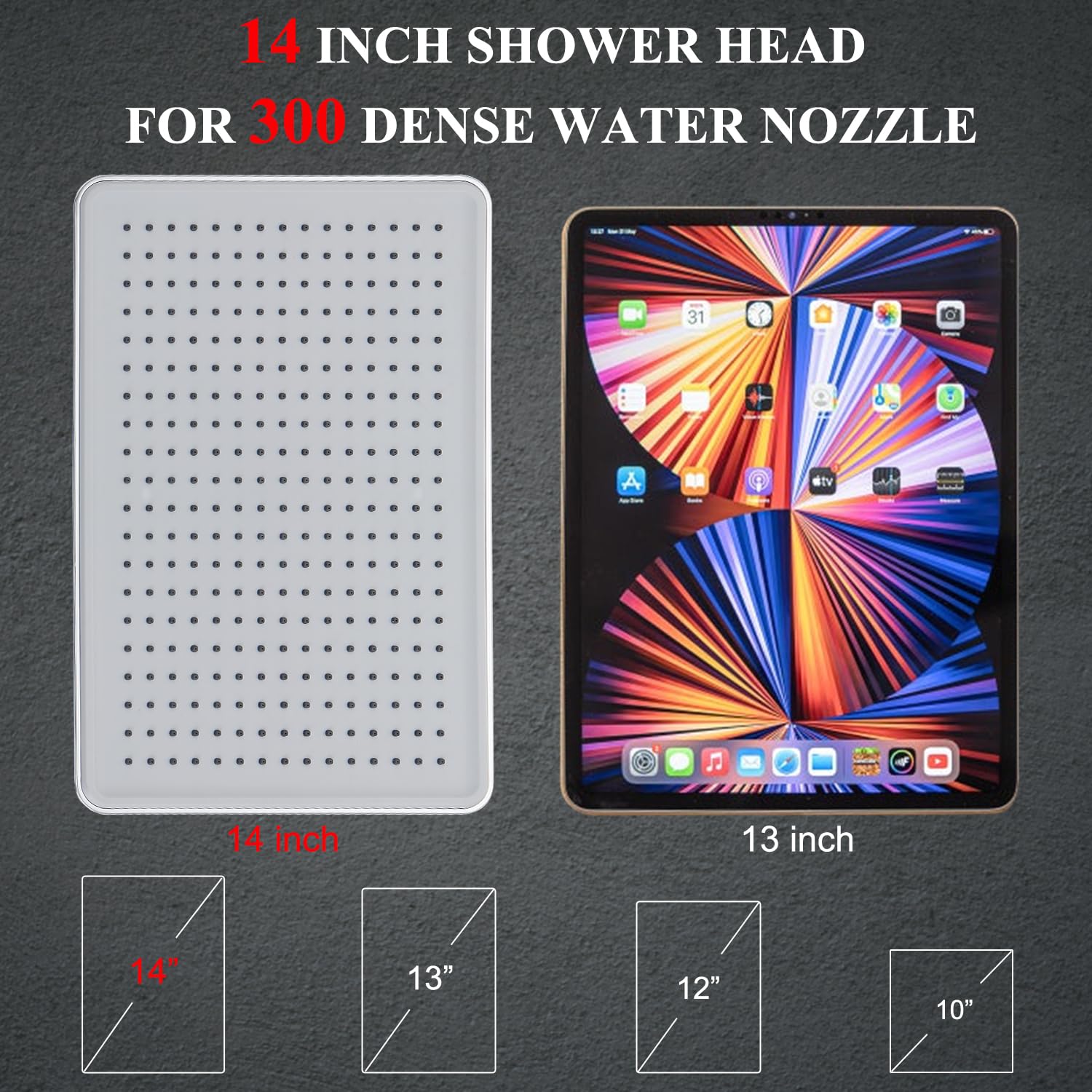BSTKEECL 14”High Pressure Rain Shower Heads with Handheld Spray with Long Hoes Combo Rainfall Showerhead with 9Shower Water Sprayer Modes & Adjustable Extension Arm CP
