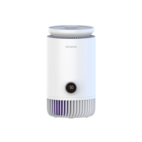 AIRAPEX 2 in 1 Air Purifier and Evaporative Humidifier Combo for Bedroom, H13 True HEPA Filter, Cool Mist-Free Air Humidifier T3-Silver Button