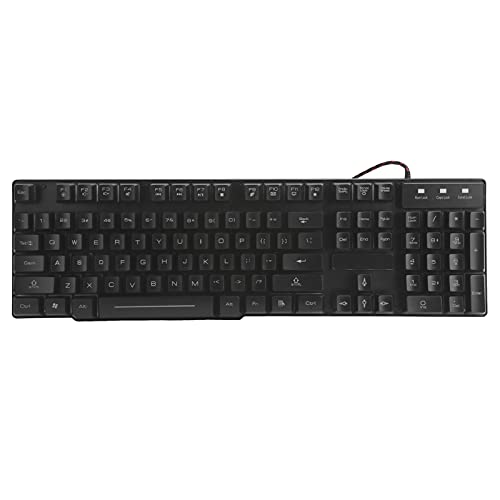 ASHATA Wired Gaming Keyboard, 104 Keys Ultra Slim All Metal Panel USB Gaming Keyboard with Bright Backlight, Plug and Play, Wired Keyboard for Computer Laptop PC