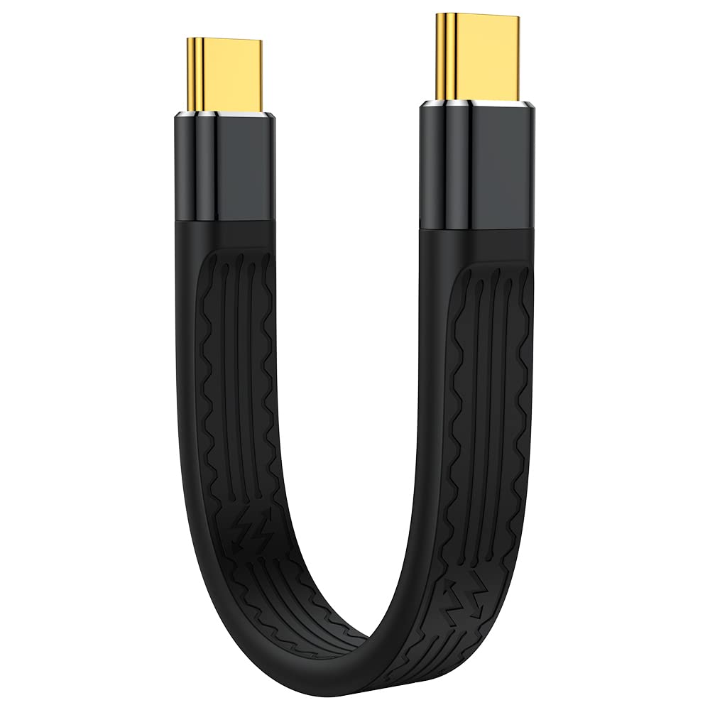 AuviPal Short USB4 Cable, 5-inch Flat Flexible USB Type C Cable Compatible with Thunderbolt 4/3 Support up to 40Gbps Data Transfer, 100W Power Delivery and 8K@60Hz Video Pass Through - Black