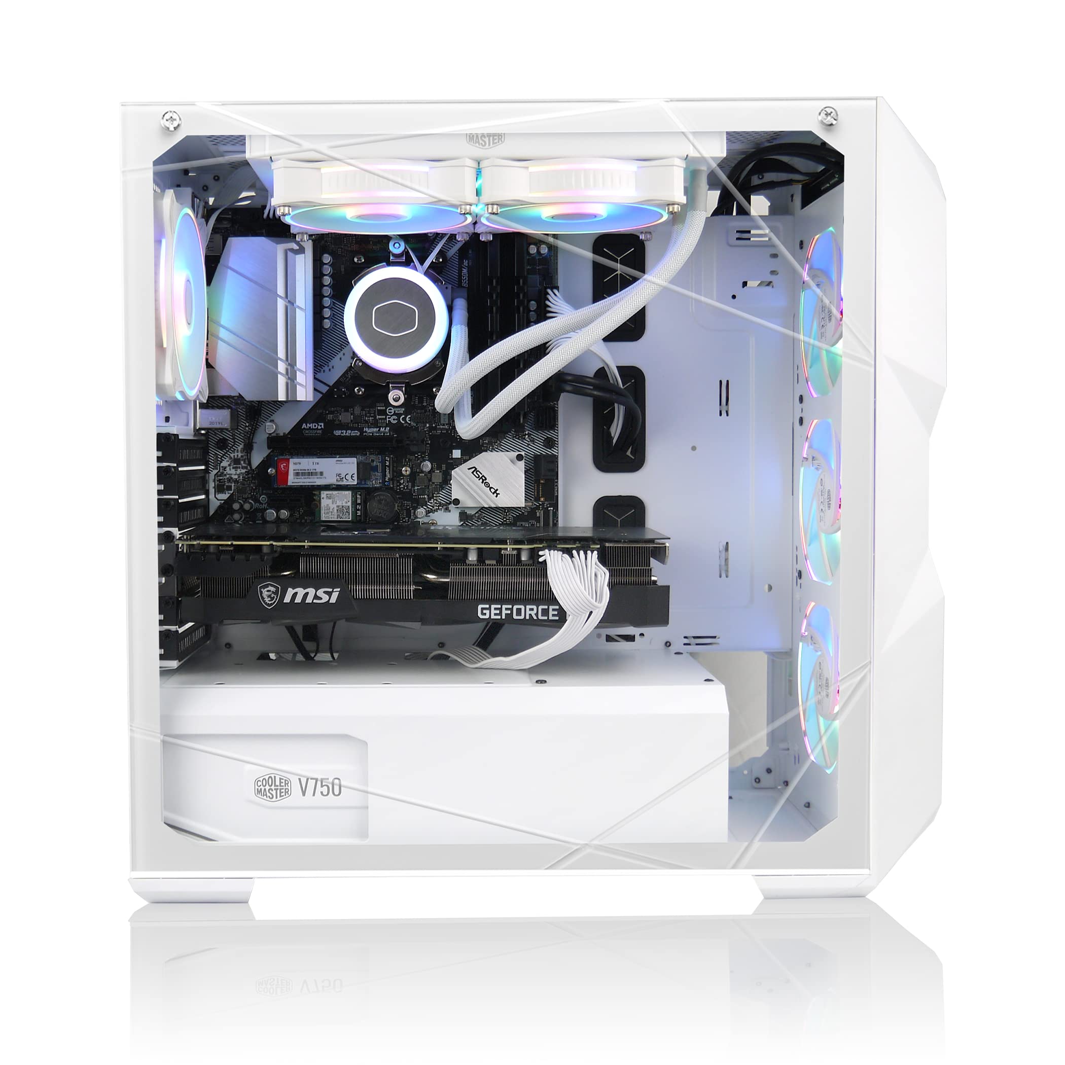AVGPC Blizzard Series Gaming PC - Intel i7 11700K 8-Core 3.60 GHz, RTX 3070 8GB, 32GB 3600MHz DDR4, 1TB NVME M.2 SSD, 240mm Liquid Cooler, ARGB Fans, TD500 Mesh White Case, Windows 11