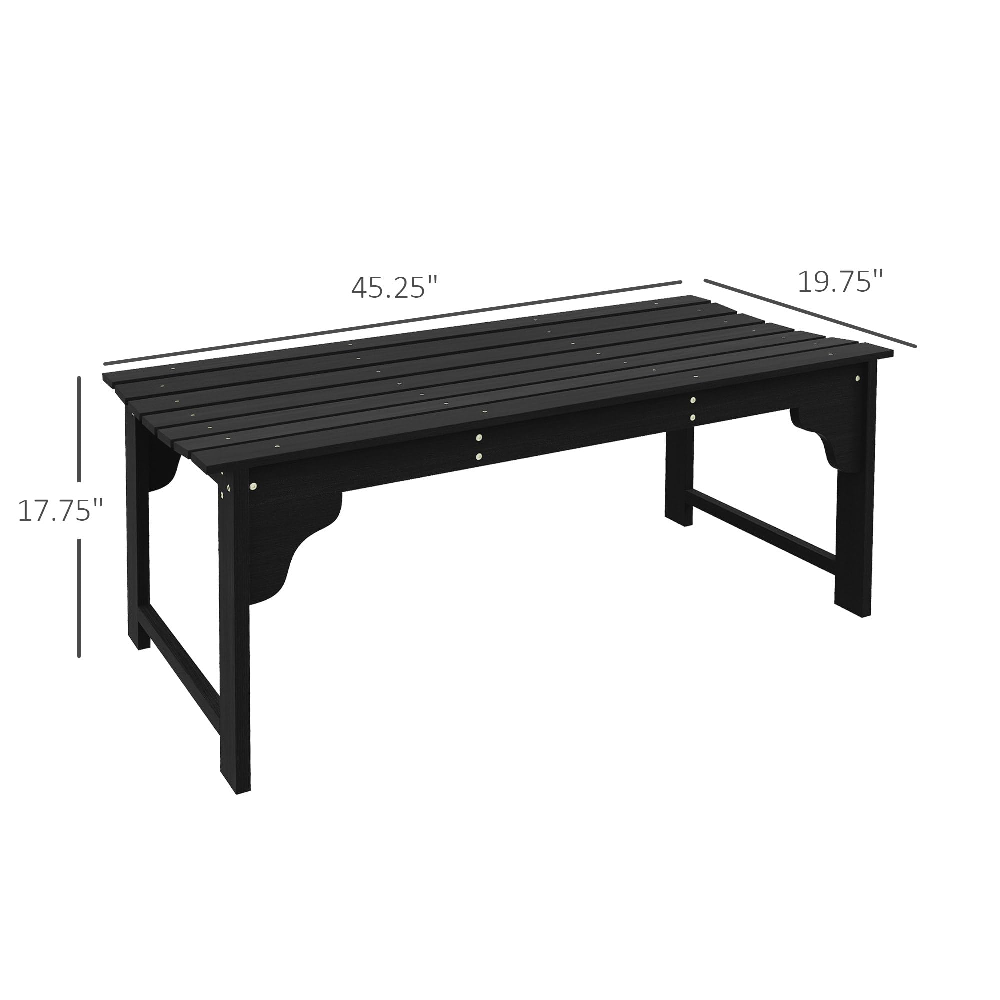Outsunny Wooden Garden Bench, Outdoor Park Bench with Slatted Seat, Backless Front Porch Bench with Curved Seat for Conservatory, Garden, Poolside, Deck, Black