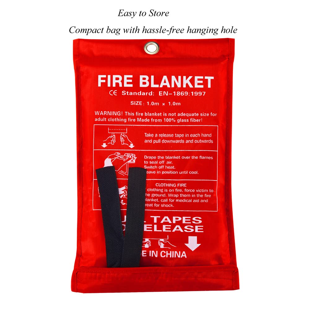 Altfun Emergency Fire Blanket for Home Kitchen Fiberglass Fire Suppression Blanket Great for School,Office,Camping,Grill,Car,Warehouse,Emergency Surival Safety (2 Pack,39 in X 39 in)