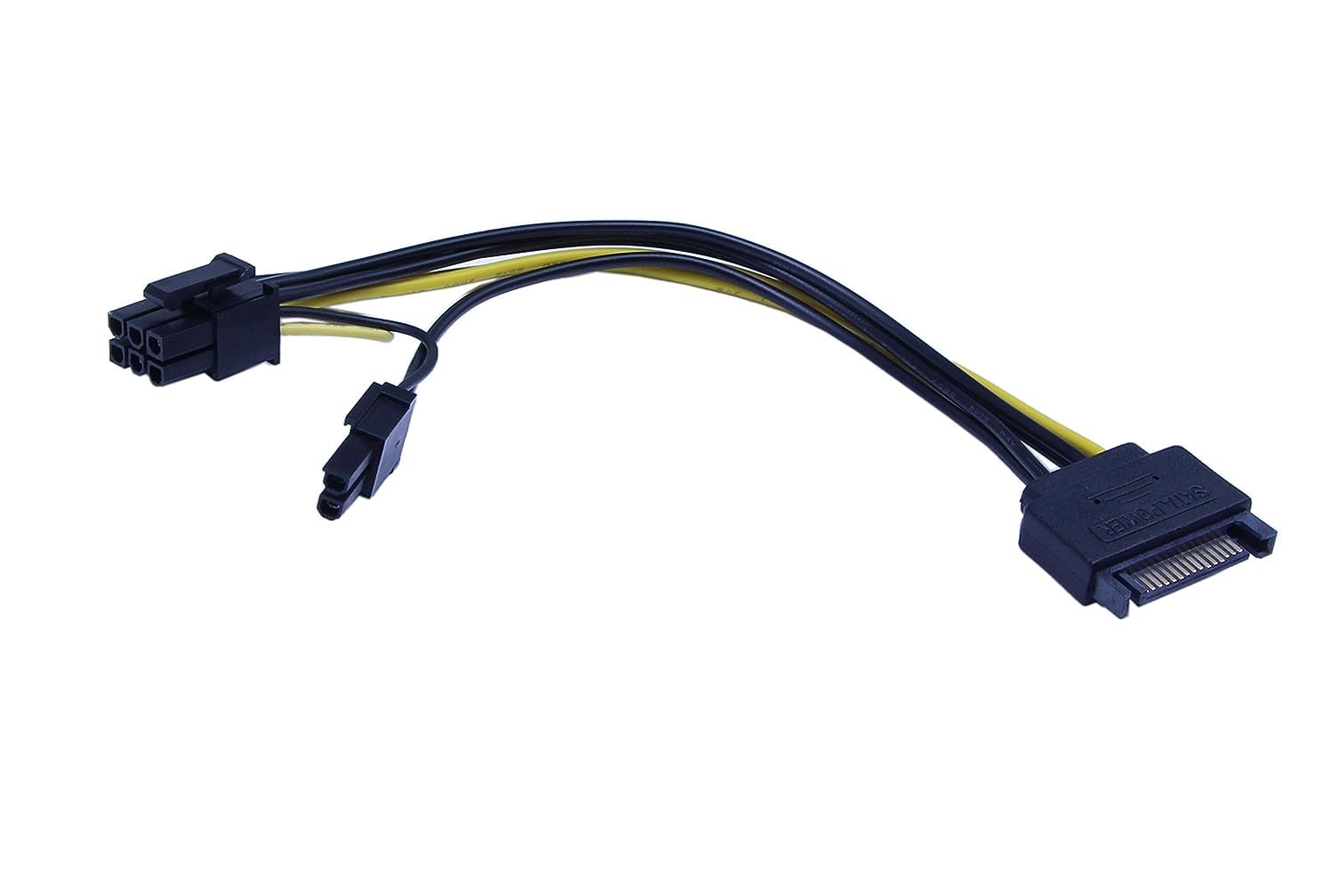 zdyCGTime 15-Pin SATA Male to 8 Pin (6+2 Pin) PCI-Express Female Video Card Power Adapter Cable(20CM/8inch)