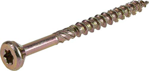 Power Pro 48581 Wood Screws, #8 x 2 Premium, Star Drive Indoor Cabinet Screws, Gold Yellow Zinc, 1lb Box