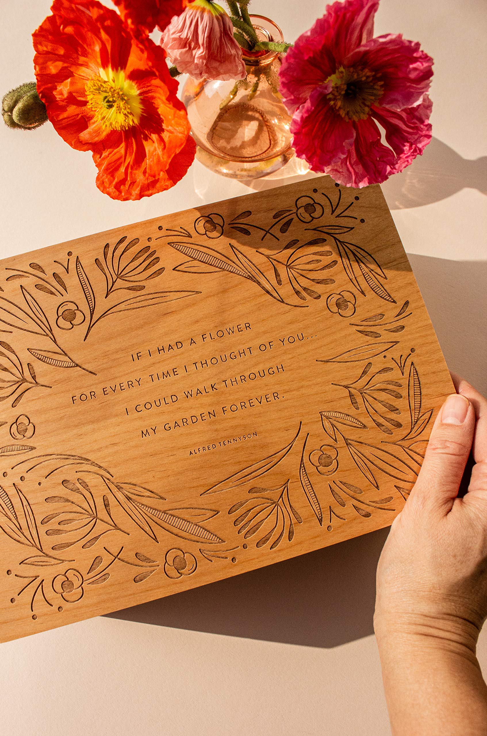 Garden Of Flowers Alfred Lord Tennyson Quote Wood Keepsake Box [Personalized Custom Gifts, Anniversary, Wedding, Baby, Memory]