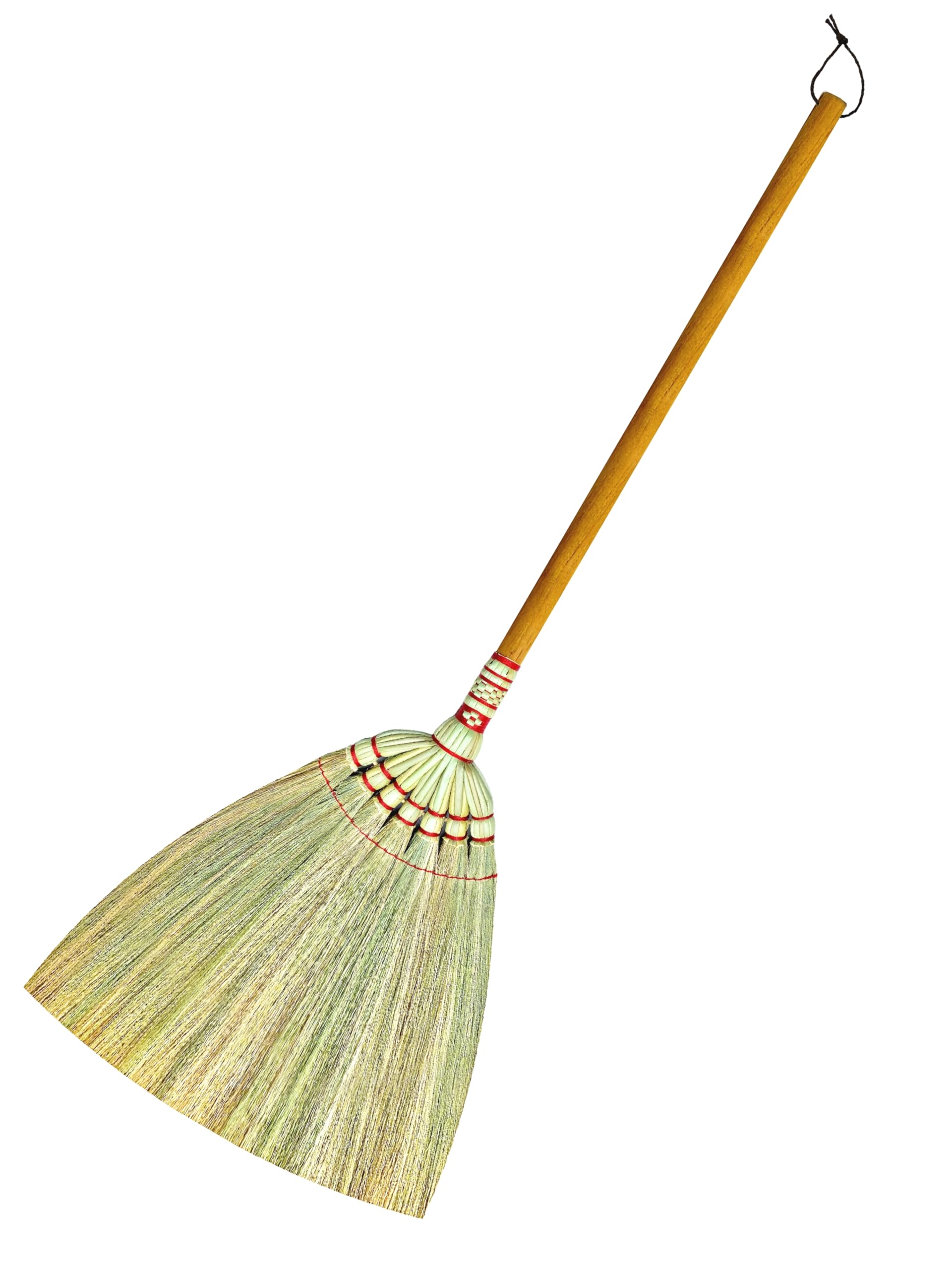 Asian Broom 46 inch - Straw Soft Broom - Long Handle Broomstick for Cleaning, Decoration, Wedding-Natural Whisk Broom for House, Garage, Office,Kitchen - Indoor Grass Broom