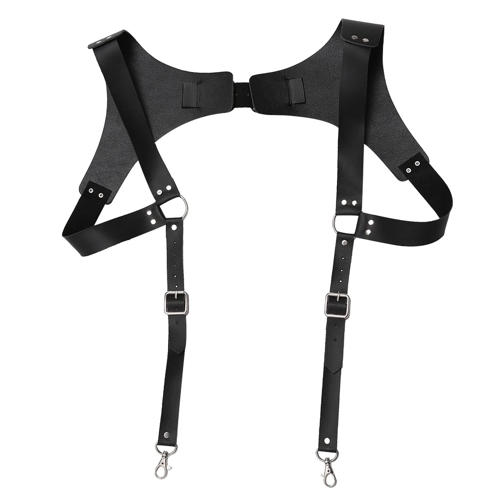 Aislor Braided Leather H-back Suspenders in Vintage Style Medieval Renaissance With No-slip Clips Brown 1Pc