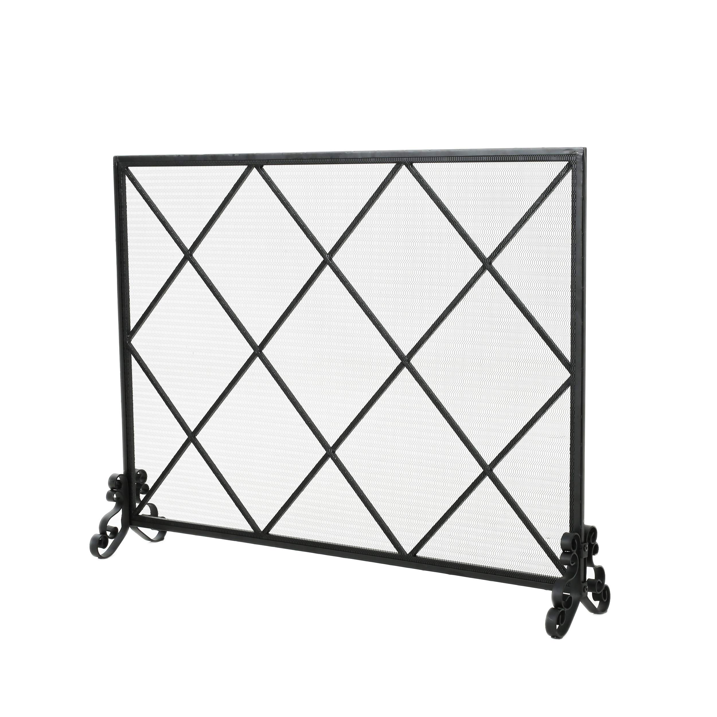 Christopher Knight Home Howell Single Panel Iron Fireplace Screen, Black