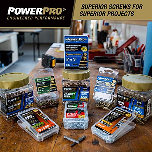 Power Pro 48616 Wood Screws, #10 x 4-1/2", Premium Outdoor Deck Screws, Rust Resistant, Epoxy Coated Bronze, 5lb Tub, 237 pcs