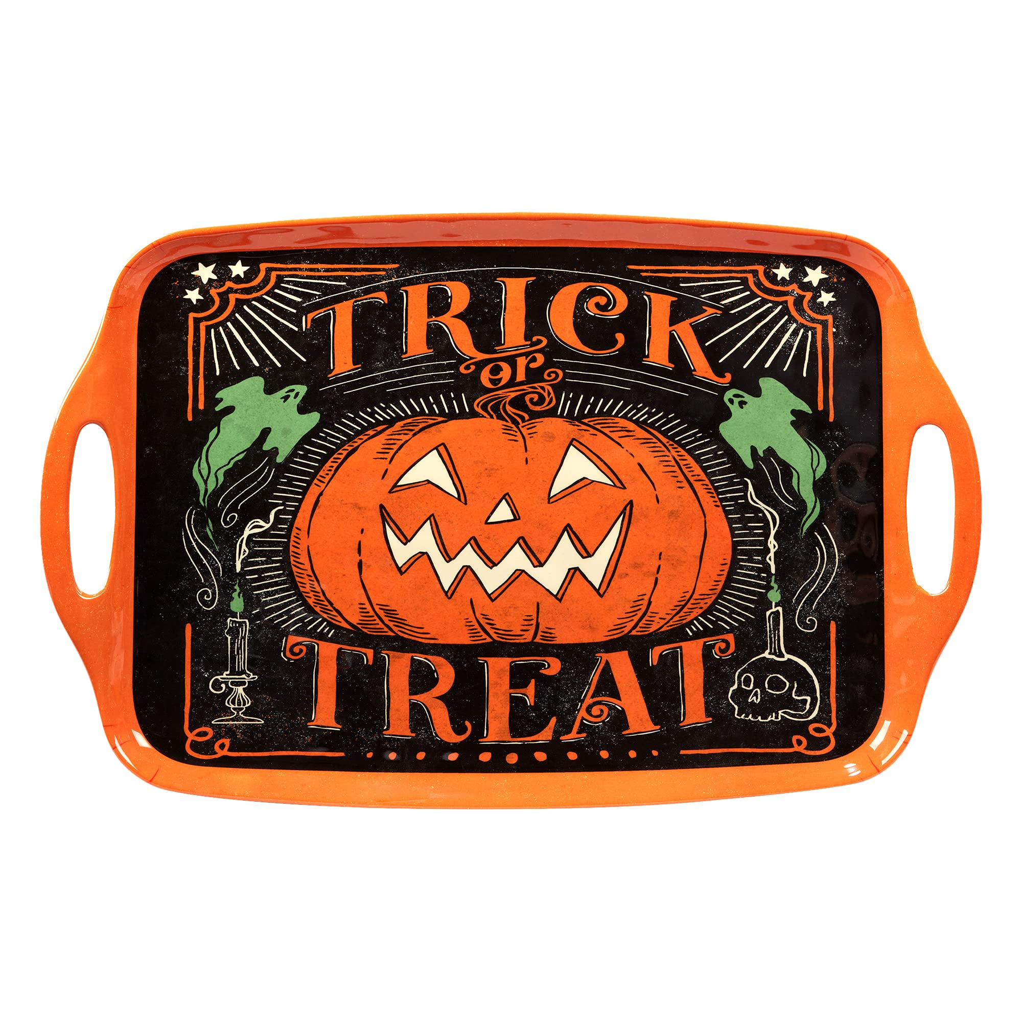 Certified International Scaredy Cat 3 pc. Melamine Hostess Serving Set, Multicolor, Large