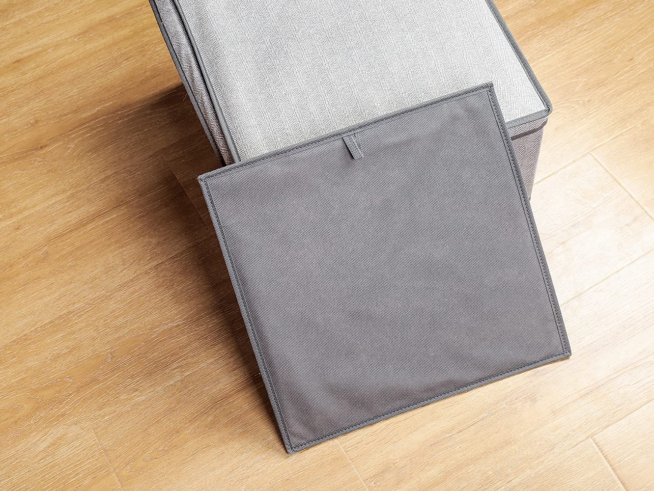 Gbdilo Storage Bin for Shelves, Fabric Closet Organizer Shelf Cube Box with Handle Home Office Storage Baskets, Medium, Gray, 3-Pack (39L)