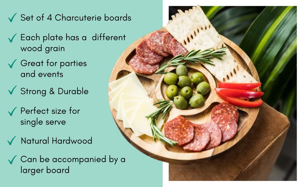 Daydreamer Designs Cheese Board Set (9” x 3/4”), Mini Charcuterie Boards – Acacia Wood, Cheese Boards Charcuterie Boards, - Charcuterie Board Gift Set– Mini Cheese Board, Small Cheese Board, 9in