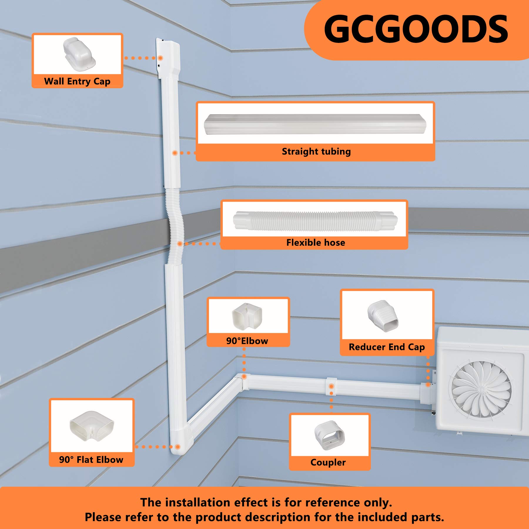GCGOODS 4in 16.5ft Decorative PVC Line Cover Kit for Ductless Mini Split Air Conditioners, Central AC and Heat Pumps