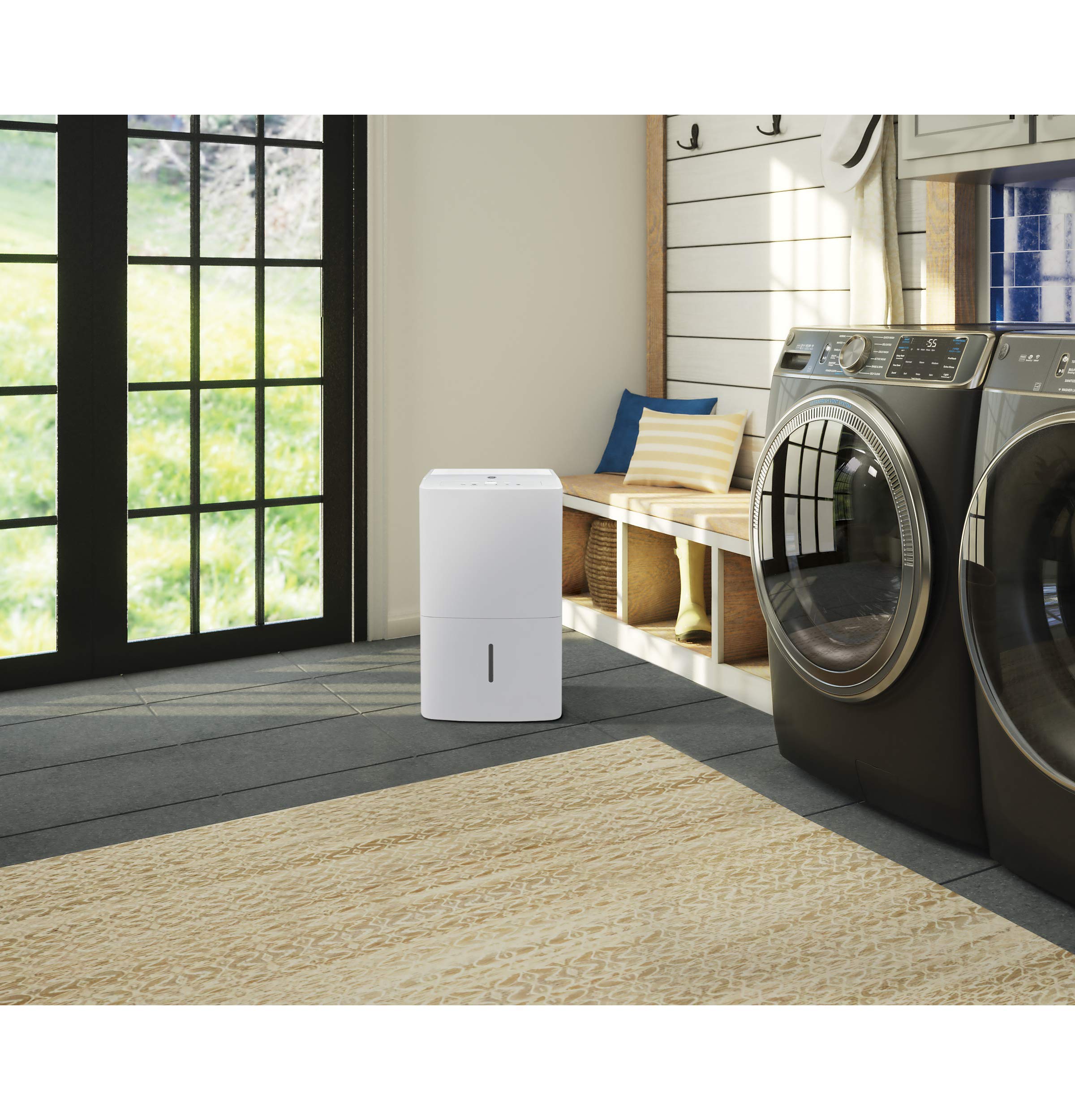 GE 35 Pint Portable Room Dehumidifier with Humidistat & 3 Fan Speeds for Bathroom, Bedroom, Basement, and Home Very Damp Spaces, White (Renewed)