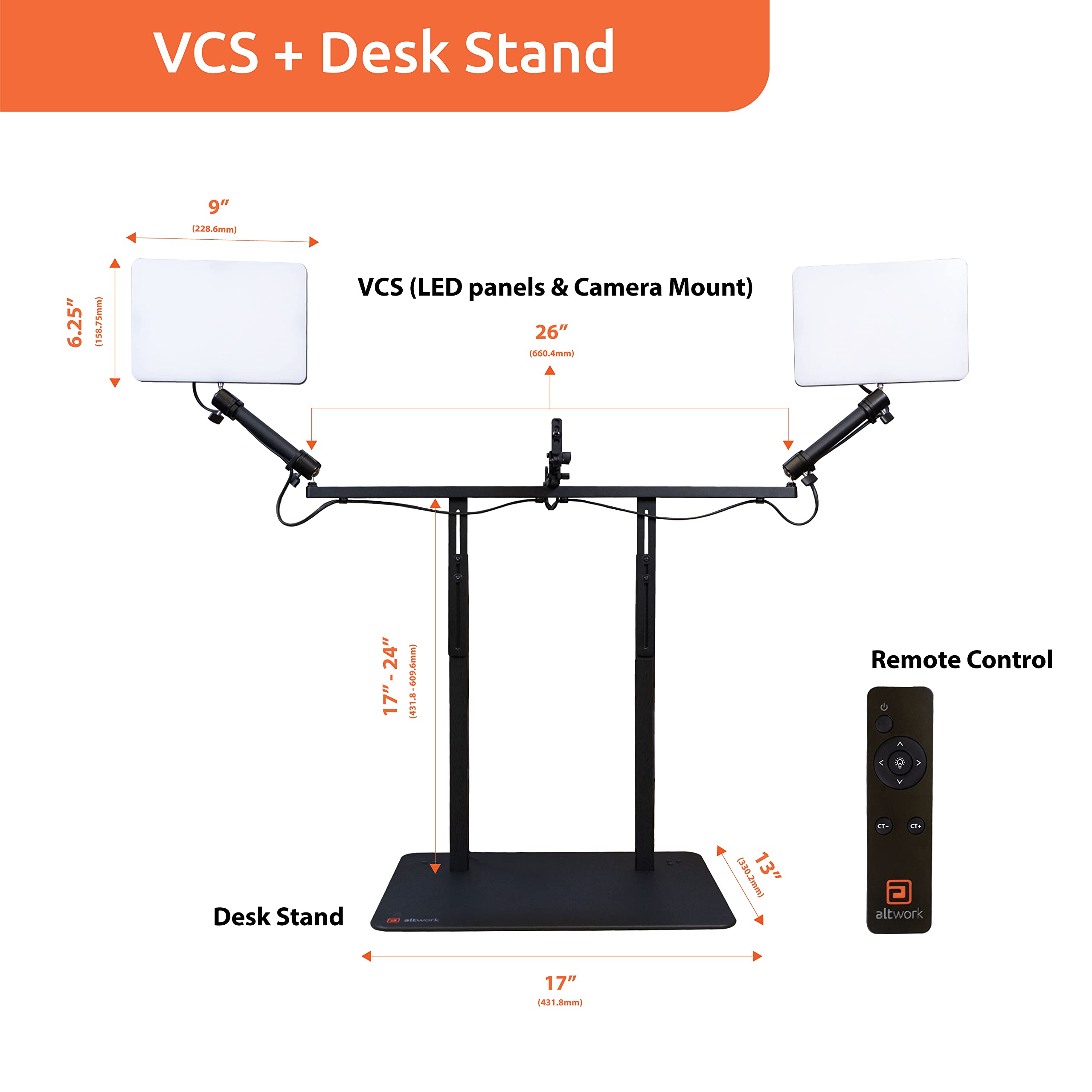 Altwork TruVue Webcam Lighting & Center Screen Webcam Mount with Desk Stand|LED Video Conferencing Lighting Adjustable Brightness, Color Temperature|for iMacs & Other Monitors Without VESA