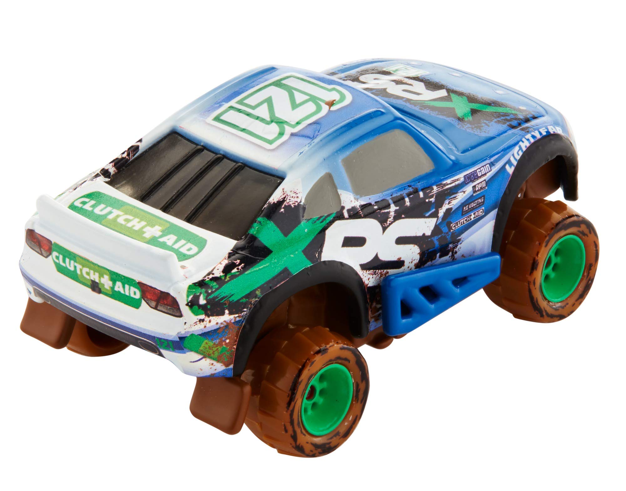 Disney Car Toys XRS Mud Racing Dino Draftsky Vehicle 155 Scale Die-Casts, Real Suspensions, Off-Road, Dirt-Splashed Design, All-Terrain Wheels, Ages 3 and upâ€‹