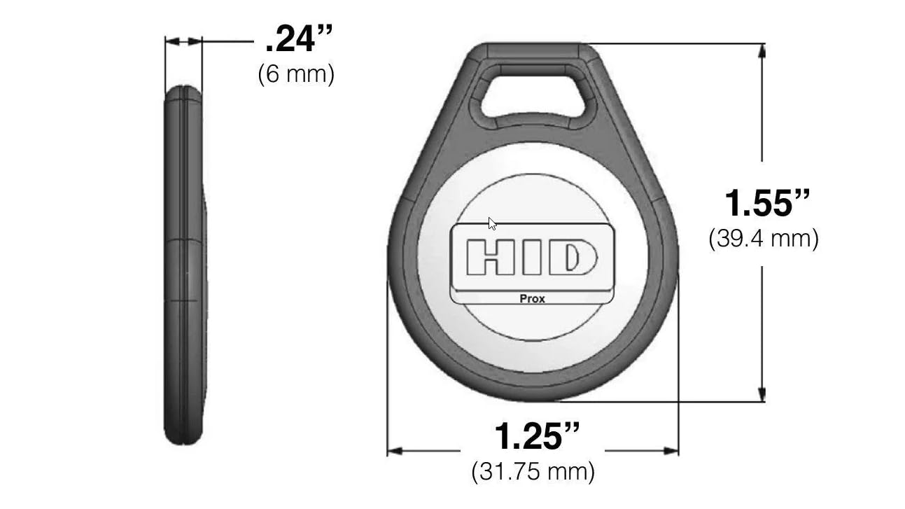 HID Corporation 1346 ProxKey III Key Fob Proximity Access Card Keyfob, 1-1/4" Length x 1-1/2" Height x 15/64" Thick (10)
