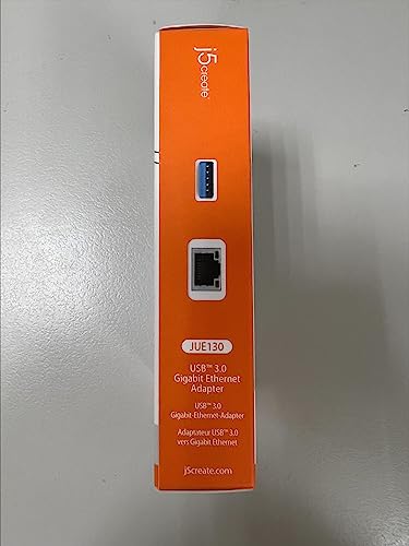 j5create USB 3.0 to RJ45 Gigabit Ethernet Adapter, 10/100/1000 Ethernet LAN Network Adapter for Mac, Windows 11/10/8.1/7, Chrome OS, Desktop, Laptop (JUE130)