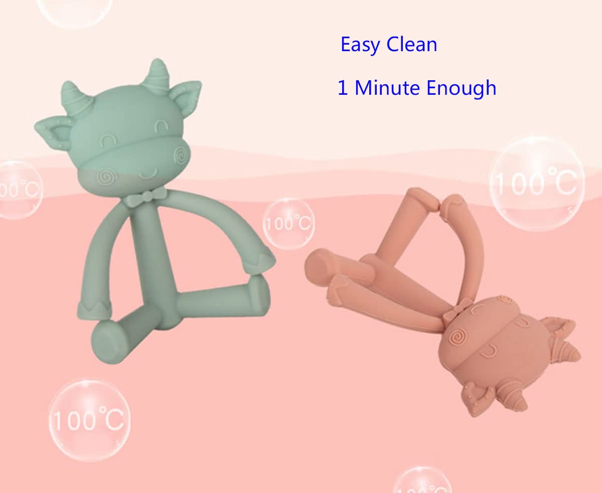 AGGFUCLS Teethings for Babies - Baby teether - Baby Teething Toys 6-12 Months, BPA-Free, Food Grade Silicone Teether for Baby, 3D Shape Teether, Easy to Grasp (Gray Green)