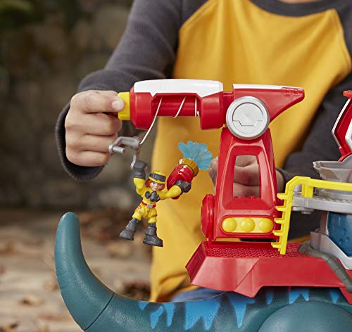 Chomp Squad Playskool Blazeasaurus and Sparks McKenzie, 20-Inch Brachiosaurus Dinosaur Firefighter Toy and Action Figure for Kids 3 and Up