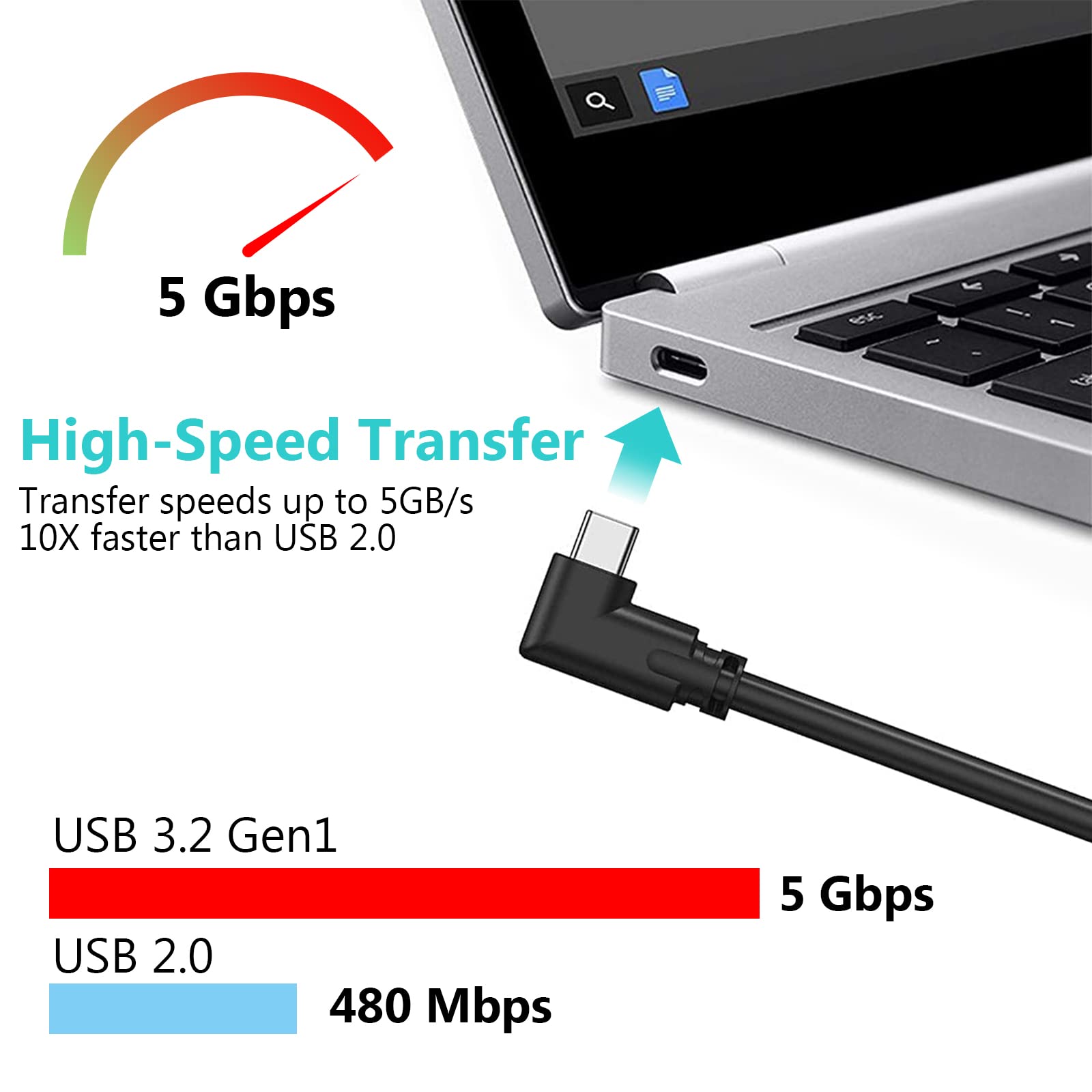 ANSIPPF Link Cable Compatible with Oculus Quest 2 Accessories, 16FT VR Headset Type-C USB 3.2 Link Cable for meta Quest 2 and Quest to Gaming PC, Fast Data Transfer and Charging up to 5Gbps and 3A