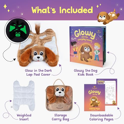SNUGSHINE Glow in The Dark Weighted Lap Pad, Weighted Hugging Stuffed Animal, Sensory Products Calming, Weighted Lap Animal 4 Lbs, Weighted Lap Pad for Kids