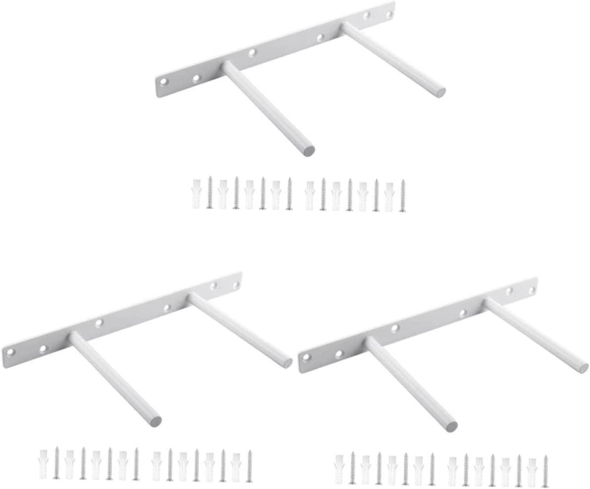 BITNAT Shelf Brackets Wall Shelves 3pcs Hidden with Dual Supports Wood Floating Shelves Wall Screws Bracket Shelf Blind White for Brackets Steel Duty Double Poles Heavy
