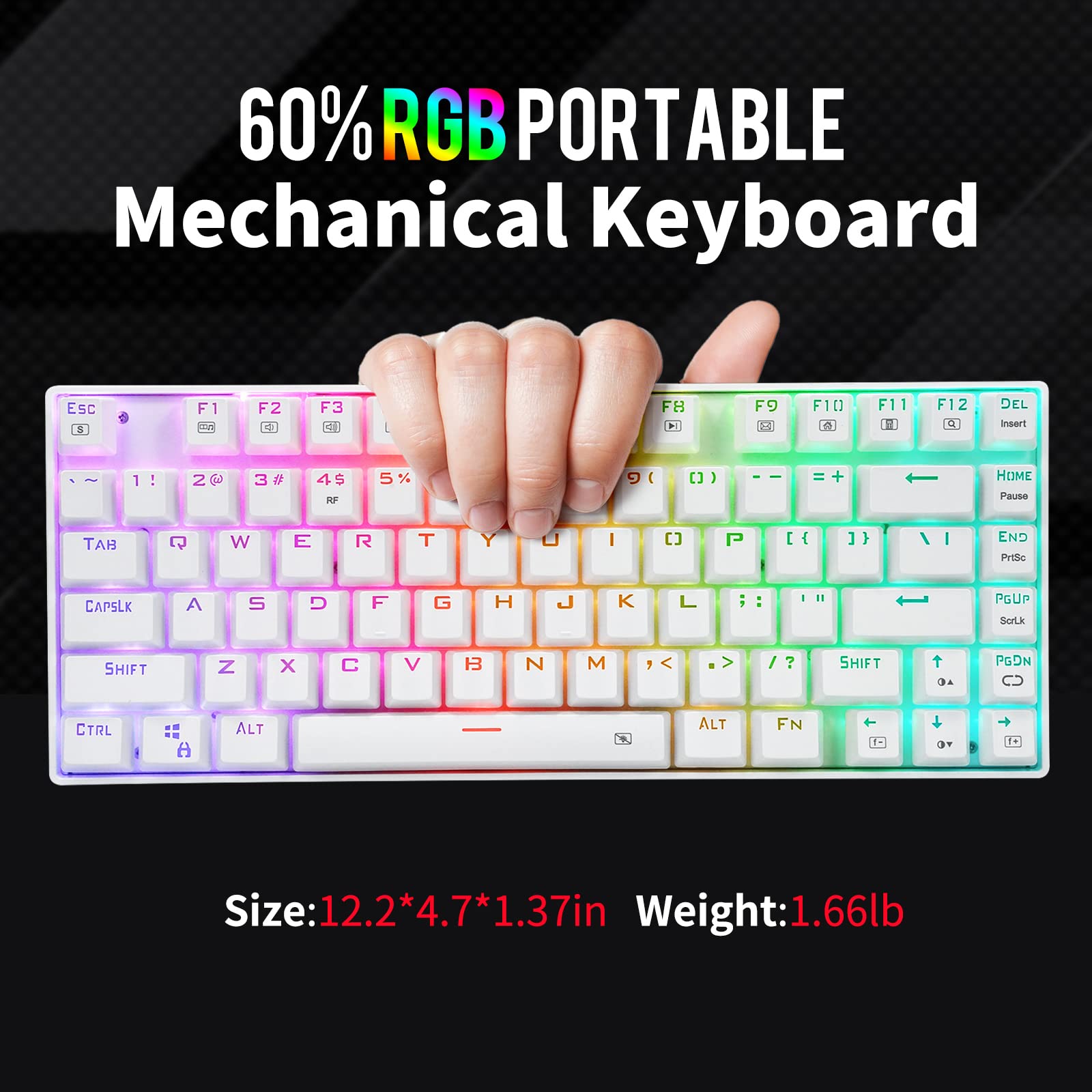 chuangquan Wireless Mechanical Gaming Keyboard, 2.4G/Wired 81 Keys Keyboard, Blue Switches Hotswap, RGB Backlit, High Battery Lasting, for PC Mac