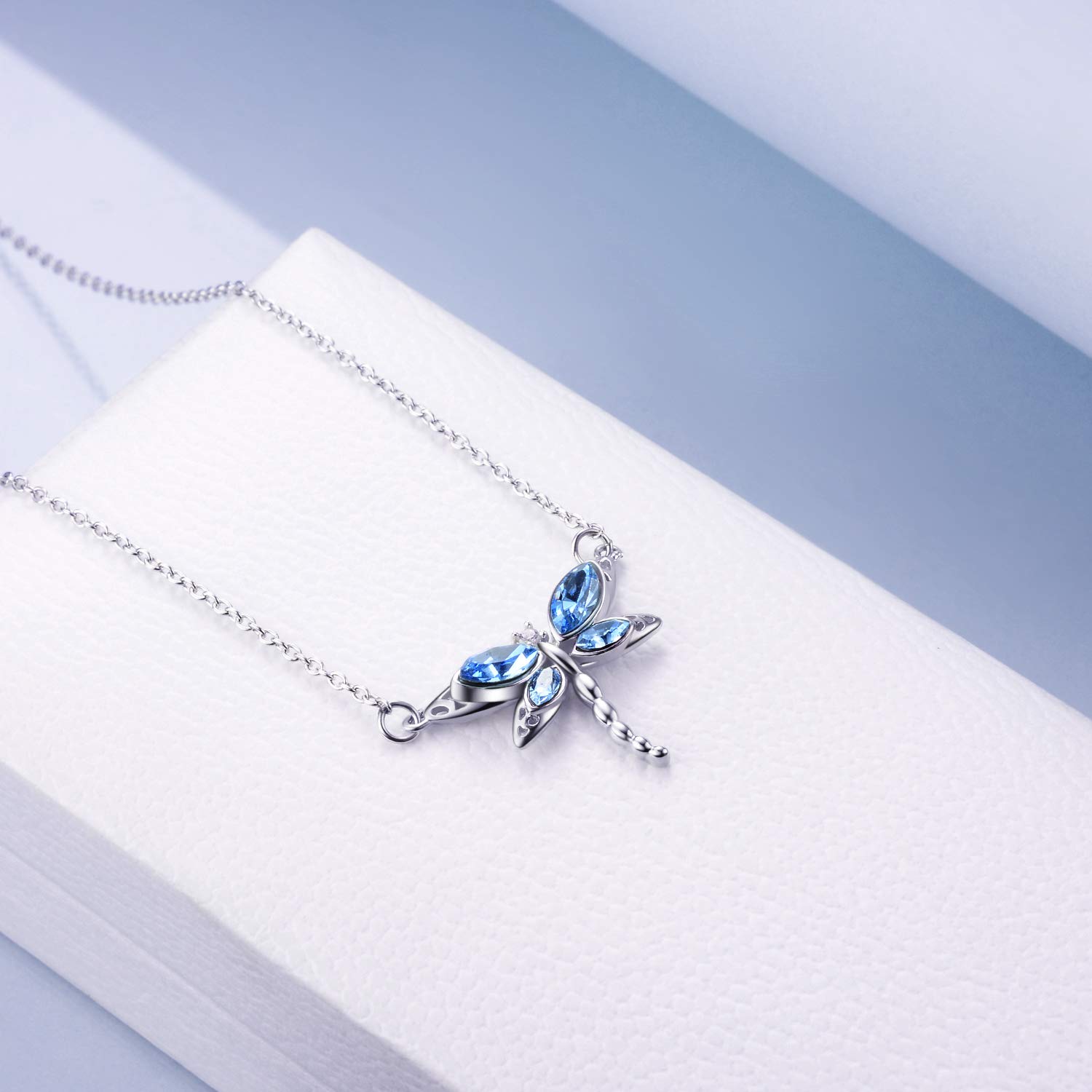 AOBOCO Dragonfly Gifts - Sterling Silver Dreamy Dragonfly Necklace - Dragonfly Jewelry Gifts for Her