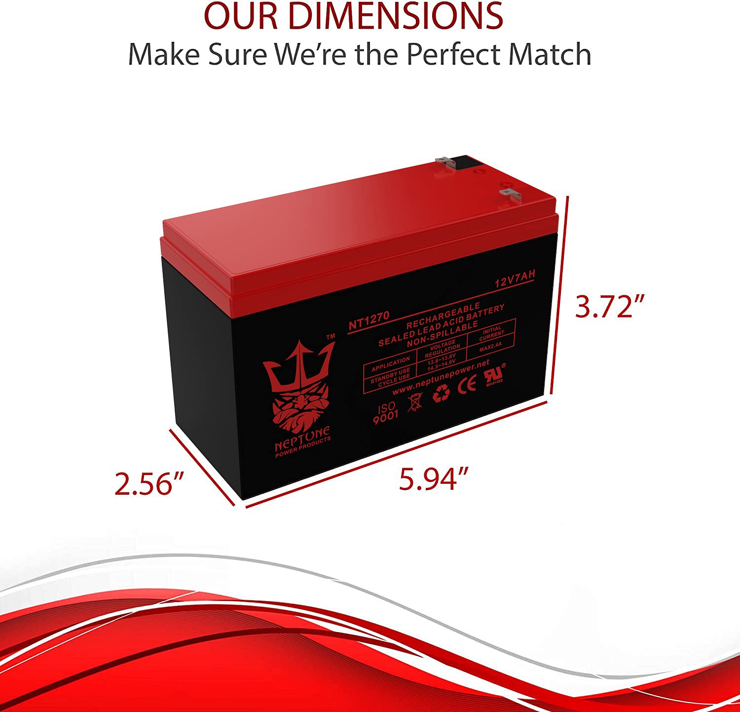 Neptune Battery Replacement. Enduring 6-DW-7 12V 7AH UB1270-2 Pack