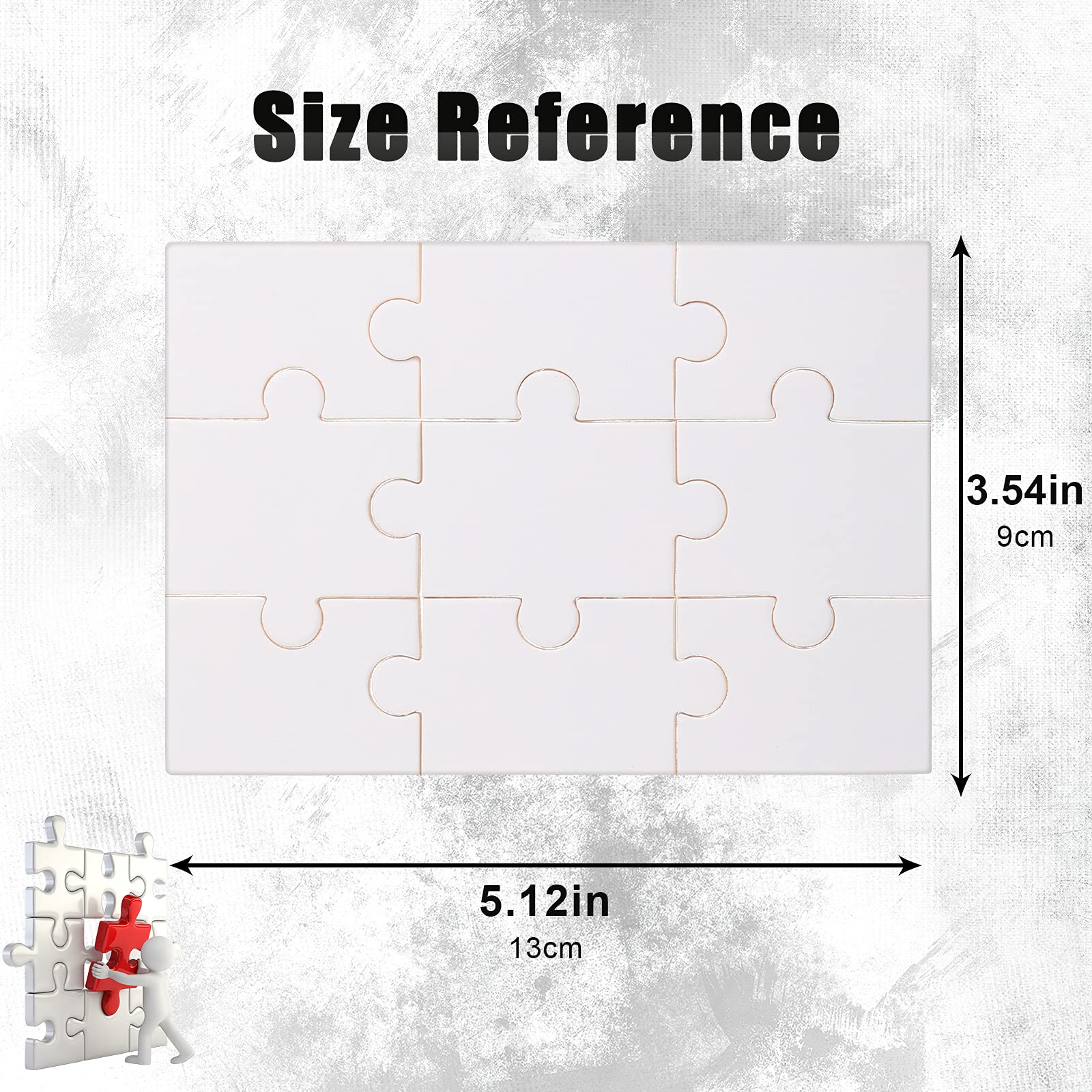 Christmas Blank Jigsaw Puzzle 9 Pieces 1.7 x 1.18 Inch White Blank Puzzle Rectangle Decorating Puzzle for Decorating Boys and Girls Art Activity, Wedding Birthday Party, 5.12 x 3.54 Inches