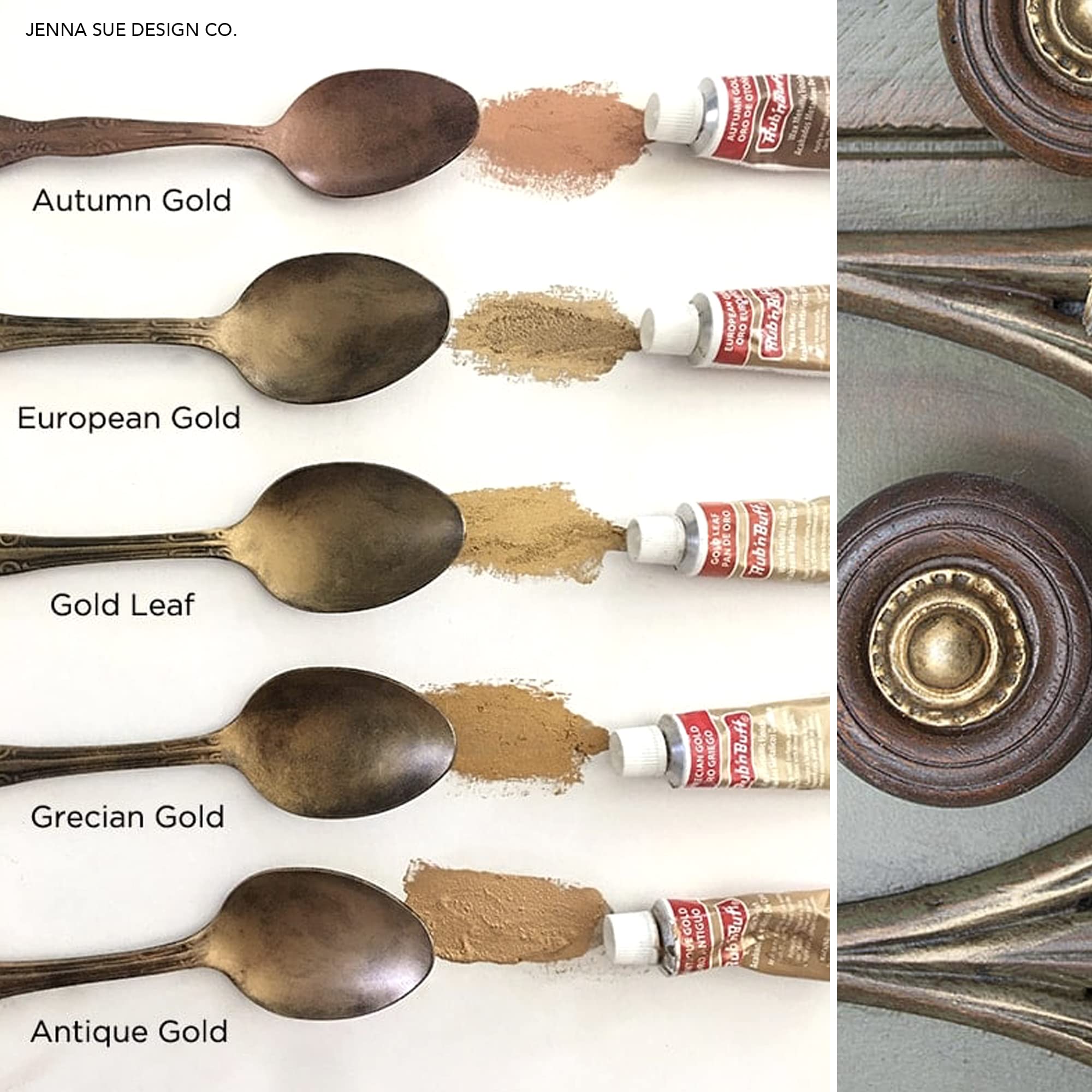Rub and Buff FinishWax Metallic Gold Leaf, 0.5-Fluid Ounce, Pixiss Blending and Application Tools for Applying Metallic Wax Paint