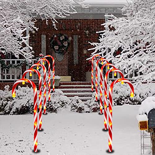 Christmas Candy Cane Lights,Solar Power Light String, Christmas Candy Cane Lights, Outdoor Warm, LED Home Garden Ground Plug Crutch New Year Christmas Decor