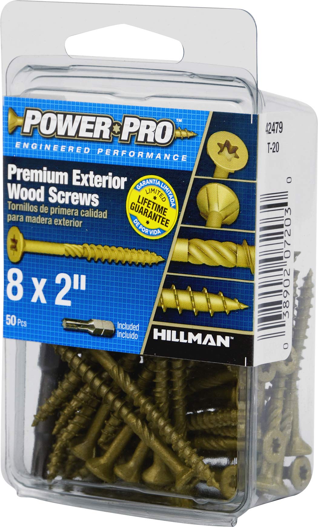 Hillman The Group 42479 Bronze Wood Screw (50 Pack), 8 x 2