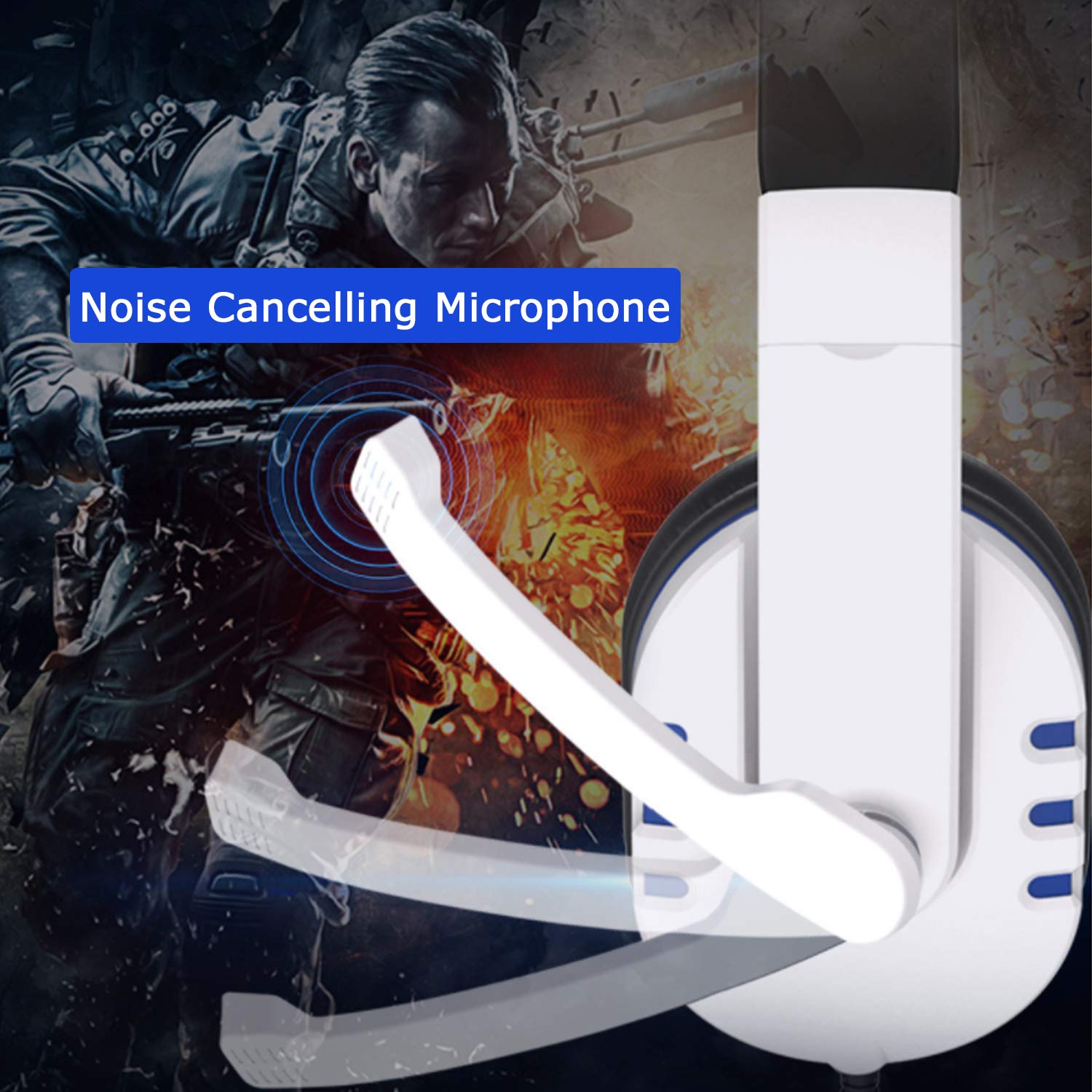 AJKTHGE Gaming Headset Compatible with PS5, Xbox Series x, PS4, Xbox One, Over-Ear Game Headphone with Mic & Stereo for Playstation 5, Gaming Headphones. (White-Black)