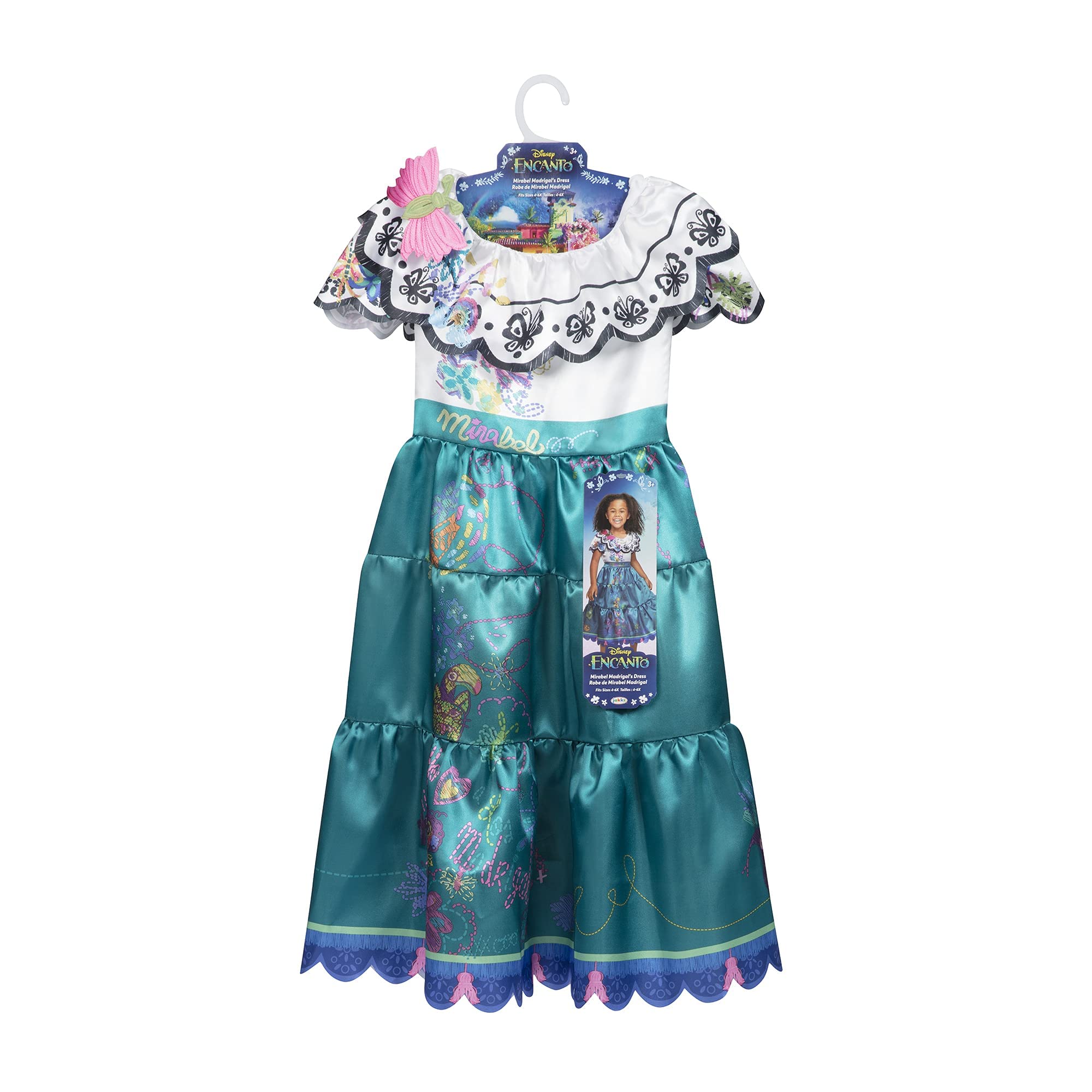 Disney Encanto Mirabel Dress, Costume for Girls Ages 3 and up, Outfit Fits Children Sizes 4-6X