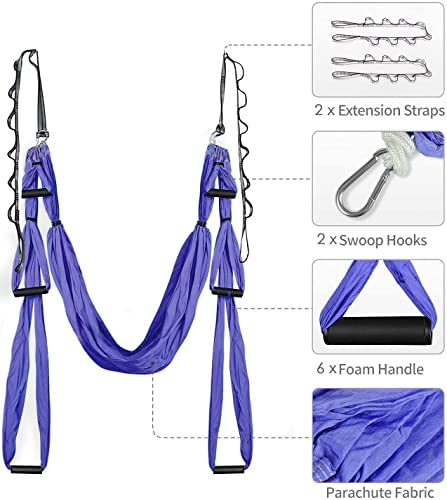 Aerial Yoga Swing Set Yoga Hammock Trapeze Sling Inversion Tool for indoor Home Fitness(Purple)