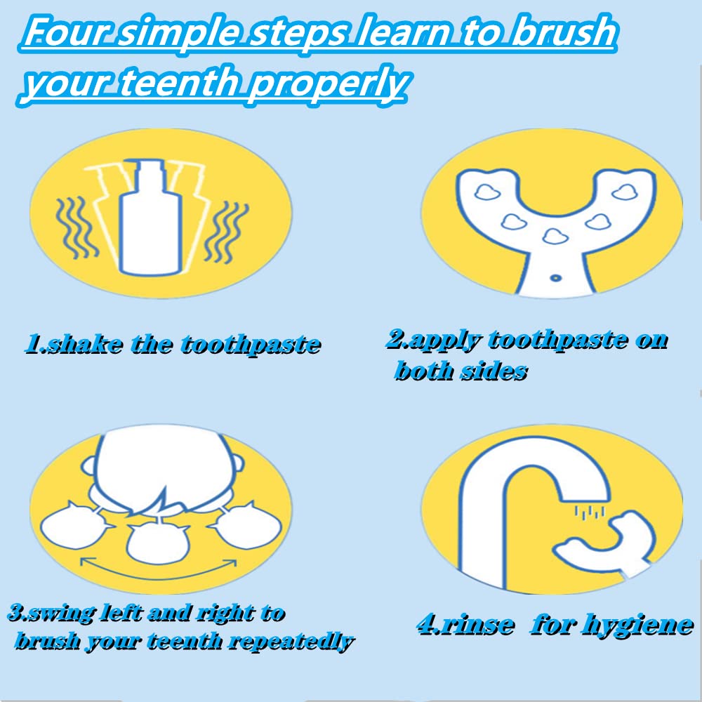 CHICING U-Shaped Toothbrush Kids 3 PCS,Food Grade Silicone Head, Manual Whole Mouth Toothbrush for Kids Age 2-8