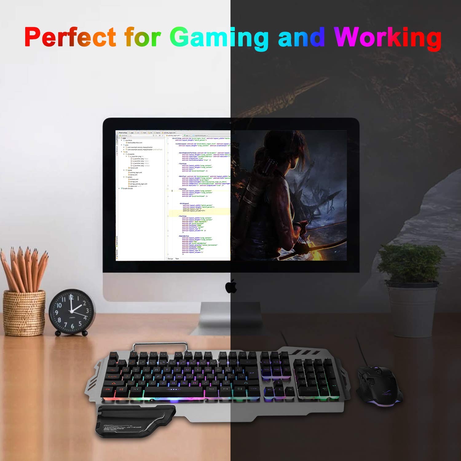 FENIFOX Wired Mouse Gaming Rainbow Backlit Ergonomic Mouse with Programmable Buttons Wired Illuminate Mice for PC Computer Windows PC Gamer PS4 Xbox one