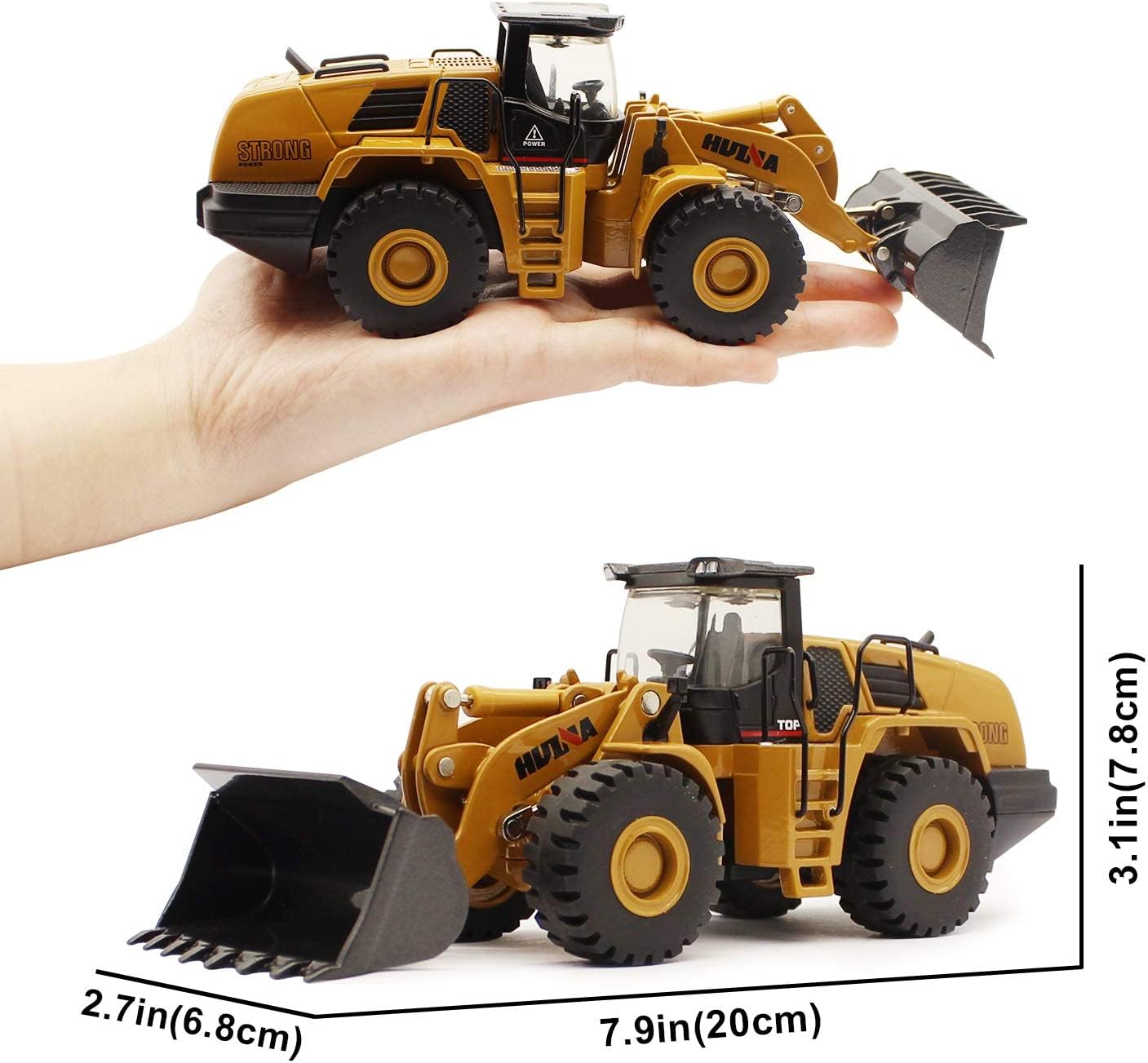 Gemini&Genius Mechanical Loader Toy, Construction Vehicle Wheeled Loader 1/50 Scale Skid Steer Loader Toy, Bulldozer Shovel Engineering Vehicle Alloy Models for Kids, Collection and Decoration House