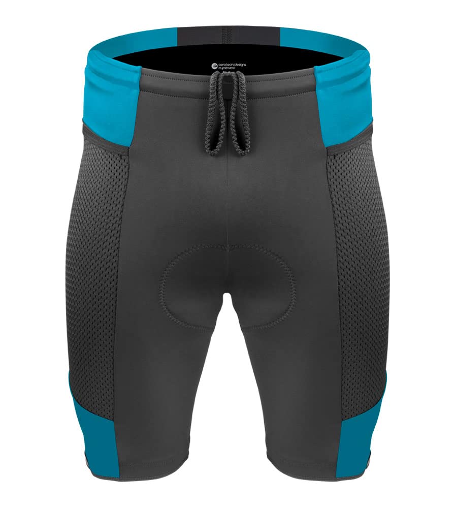 AERO|TECH|DESIGNS | Men's Gel Touring Padded Bike Shorts | Large | Teal