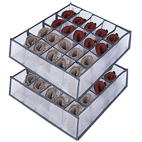 GRANNY SAYS Bundle of 2-Pack Closet Bins with Lids for Storage & 2-Pack Socks Storage Organizers