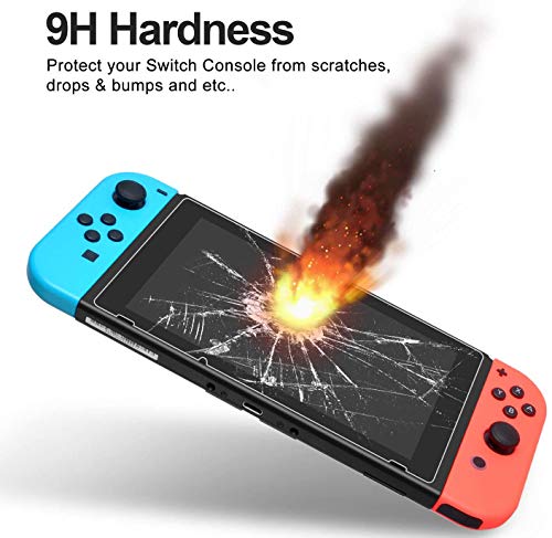 Aishtec Screen Protector Tempered Glass for Nintendo Switch 3 Pack, [9H Hardness] Transparent HD Clear Anti-Scratch Screen Protector – Pack of 3