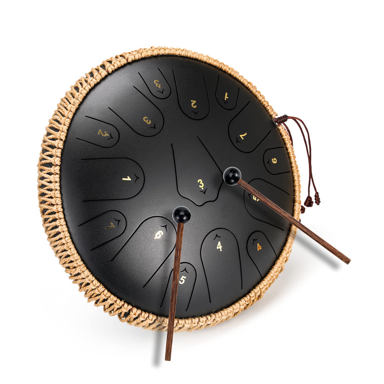 ChunFeng Steel Tongue Drum 14 Inch 15 Notes C-Key Healing Drum , Gift For All Ages ,Pure Sound Quality ,With Drum Mallets ,Carry Bag, Palm Set, Sheet Music (YH-06)