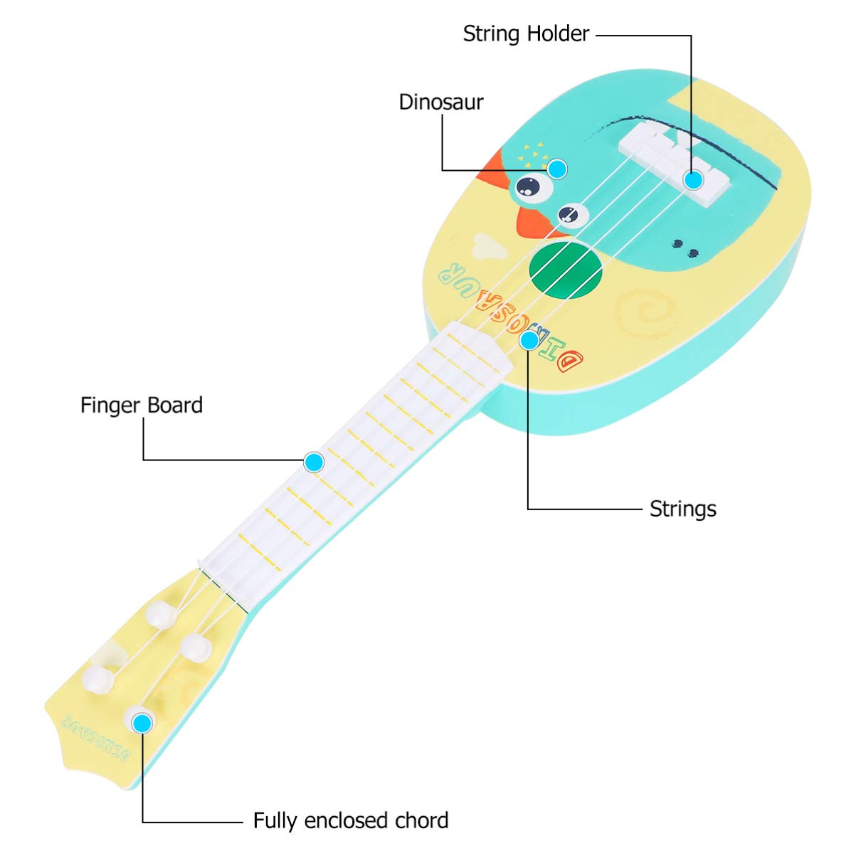 Generic 15 Inch Guitar Toy Ukulele Toy 4 Strings Early Educational Instruments Dinosaur Musical Gift Musical Instruments Toys for Kids Toddlers Year of 3+