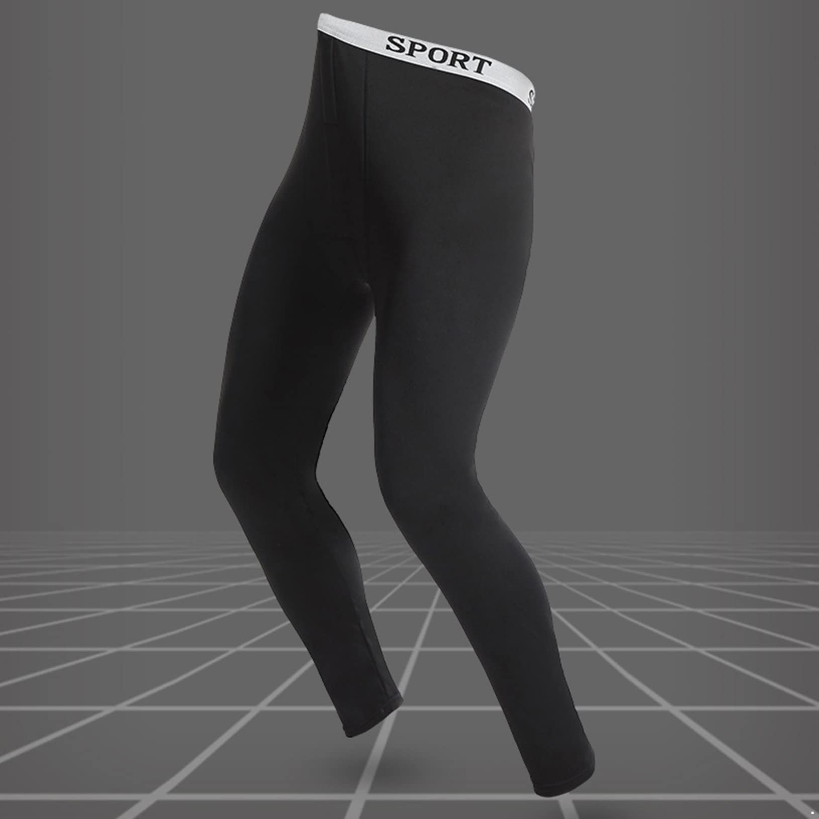 ACSUSS Mens Thermal Underwear Pants Long Johns Bottoms Letter Print Elastic Waist Thermal Leggings Black XX-Large